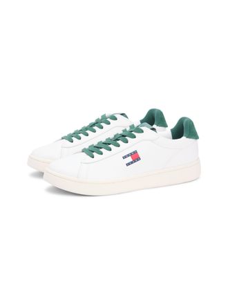 Tommy Jeans Sneaker TOMMY JEANS ARCHIVE 98, Herren, Gr. 40, ecru, dunkelgr&uuml;n, Nappaleder, Textil, unifarben mit Farbeinsatz, Schuhe Sneaker, Freizeitschuh, Street