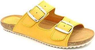 Esprit Mules pour femme en cuir nubuck avec semelle en cuir véritable et semelle en liège, Moutarde, 37 EU