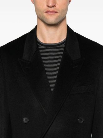 Junya Watanabe Double-Breasted Cashmere Coat - Black