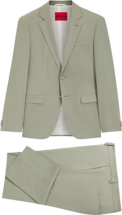 HUGO BOSS Homme, Costumes, Vert, Taille: 3XL Costume deux pi&egrave;ces slim-fit en popeline m&eacute;lang&eacute;e de laine