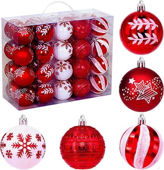 Generic Christbaumkugel,40 St&uuml;ck Bunte Weihnachtskugeln Anh&auml;nger, Splitterfeste Christbaumkugeln Weihnachtsbaumdekoration - F&uuml;r Innen- und Au&szlig;enbereich Fenste