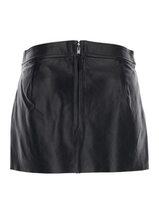 Rick Owens Womens Miniskirt Fog Black Leather Lambskin Skirt