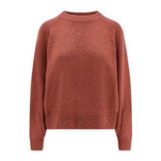 Brunello Cucinelli Femme, Pulls, Brun, Taille: 42 FR Pull de Luxe en Cachemire et Soie