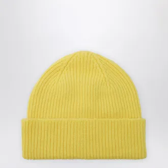 Le Bonnet Beanie aus Wolle und Caregora in Acid Yellow