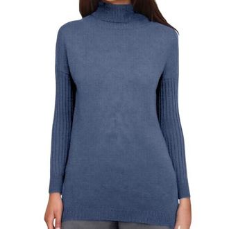 Generic Pull pour femme col haut asym&eacute;trique &eacute;paules tombantes manches longues pull tendance d&eacute;contract&eacute; pull tricot pour usage quotidien, style urbain, voyag