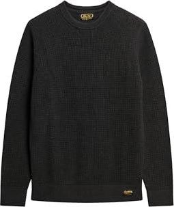 Superdry Jumper en Tricot textur&eacute; T-Shirt, Raven Black Heather, XXL Homme