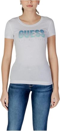 Guess Femme, Tops, Blanc, Taille: 44 FR T-shirt imprim&eacute; orn&eacute; de strass