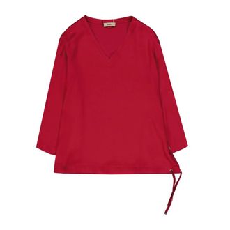 Herno Lang&auml;rmeliges Top mit V-Ausschnitt - - Tops - Damen - Rot - M