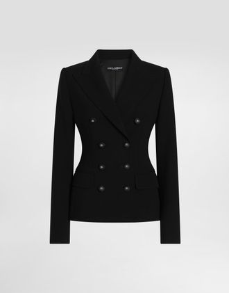 Dolce & Gabbana Double-breasted Jacket In Double Wool Cr&ecirc;pe - Frau Blazer Schwarz 36