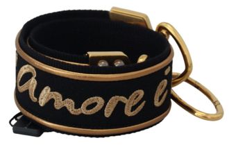 Dolce & Gabbana Elegante Goldschwarze Schultertasche Frauenriemen
