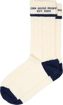 Golden Goose unisex, Sous-v&ecirc;tements, Beige, Taille: L Socks High Rib/Braid/ Jacquard Logo