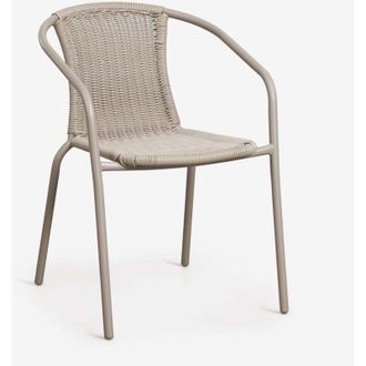 Sklum Pack de 4 chaises de jardin empilables avec accoudoirs en acier et rotin synth&eacute;tique Kalymana SKLUM Moka Brown