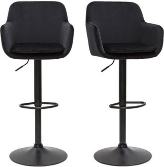 Miliboo Miliboo - Tabourets de bar r&eacute;glables en velours noir et m&eacute;tal (lot de 2) amika