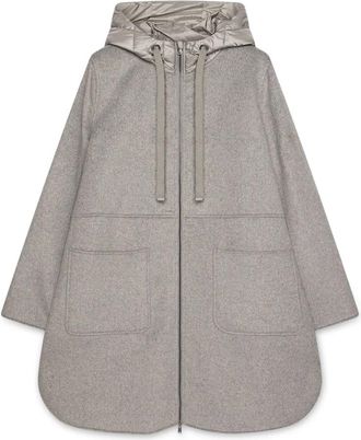 Fiorella Rubino Femme, Manteaux, Gris, Taille: 48 FR Manteau en m&eacute;lange de laine avec capuche en nylon