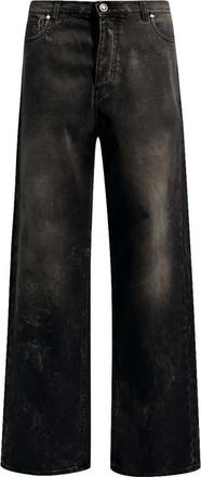 John Richmond Homme, Jeans, Noir, Taille: W32 Jeans Regular avec Lac&eacute;rations et Inscription Rich