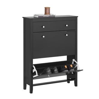 SoBuy Armoire à Chaussures Commode à Chaussures Meuble de Rangement à Chaussures 2 abattants Meuble dentrée Coffre Rangement pour Chaussures avec Un Grand T