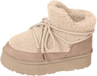 Generic Bottes de neige confortables et d&eacute;contract&eacute;es pour femme - Bout rond - Semelle &eacute;paisse - Doublure en fourrure - Confortables - Thermiques - &Agrave; enfiler 