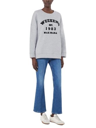 Weekend by Max Mara Logo-Print Cotton Sweatshirt - Gray