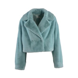 P.A.R.O.S.H. P.a.r.o.s.h., Femme, Vestes, Bleu, Taille: 36 FR Veste en fausse fourrure et shearling bleue