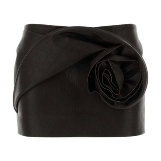 Magda Butrym Femme, Jupes, Brun, Taille: 36 FR Mini-jupe en cuir avec d&eacute;tail rose