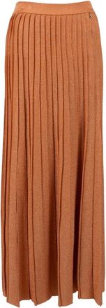 Patrizia Pepe Glitzer Plissee Midi Rock - - Skirts - Damen - Orange - XS