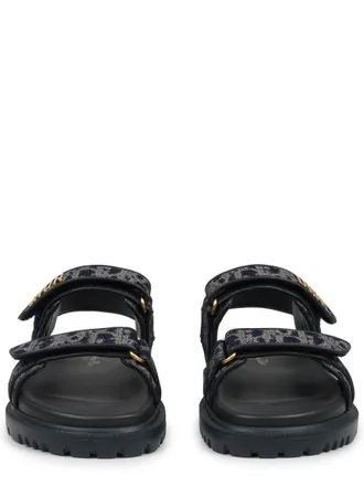 Dior Embroidered Cotton Sandals - Blue