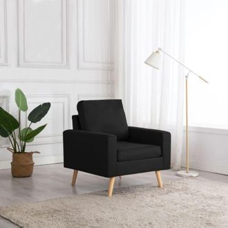 vidaXL Fauteuil de design r&eacute;tro en tissu disponible en diff&eacute;rentes couleurs Couleur : noir