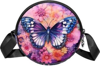 Generic Sac &agrave; bandouli&egrave;re rond pour femme, petit sac &agrave; bandouli&egrave;re avec fermeture &eacute;clair, bretelles r&eacute;glables, style d&eacute;contract&eacute;, pour femmes et filles