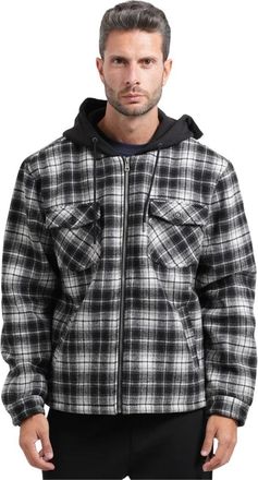 Guess Homme, Vestes, Noir, Taille: L Veste &agrave; carreaux avec capuche