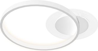 HOMCOM Deckenlampe, Deckenleuchte mit Zwei-Ring-Design, 3 Lichtfarbe 3000K/4000K/6500K, Runde Deckenbeleuchtung für Schlafzimmer Wohnzimmer 50 x 40 x 7,4 cm,