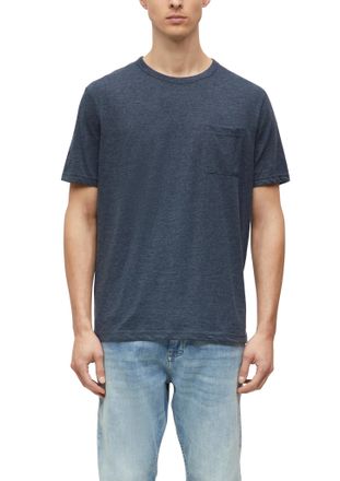 s.Oliver Kurzarmshirt S.OLIVER, Herren, Gr. XXL, blau (navy), Single Jersey, Obermaterial: 60% Baumwolle, 40% Polyester, meliert, normal h&uuml;ftbedeckend, Rundhal