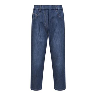 Brunello Cucinelli Femme, Jeans, Bleu, Taille: 40 FR Pantalon Cinq Poches en Denim L&eacute;ger
