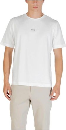 HUGO BOSS Homme, Tops, Blanc, Taille: 2XL T-shirt &agrave; Manches Courtes et Col Rond