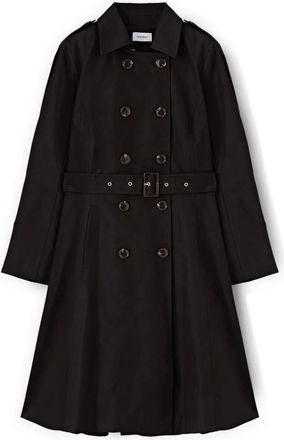 Motivi Femme, Manteaux, Noir, Taille: 34 FR Trench-coat en drill de coton m&eacute;lang&eacute; avec double ceinture