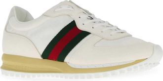 Gucci Mens Gg Fabric And Suede Sneaker White Calf Skint Polyamidecalf