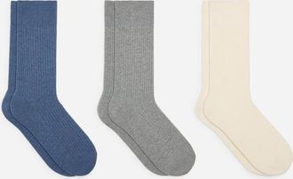 Arket Gerippte Socken Aus Supima-Baumwolle 3er-Pack -Blau