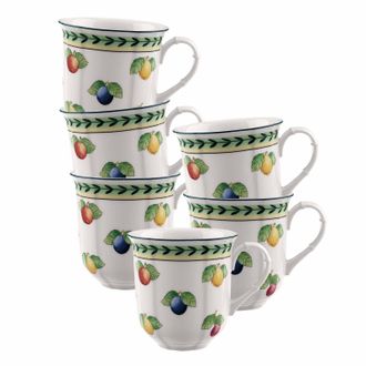 Villeroy & Boch French Garden Fleurence Kaffeebecher 6er Set, 300 ml, Tassen im Landhaus-Design, Premium Porzellan, Bunt