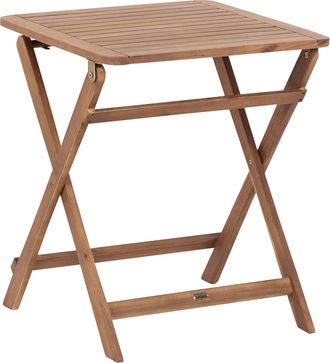 Beliani Garten Beistelltisch Akazienholz Hellbraun klappbar Lattenoptik 60x60 cm Paraggi