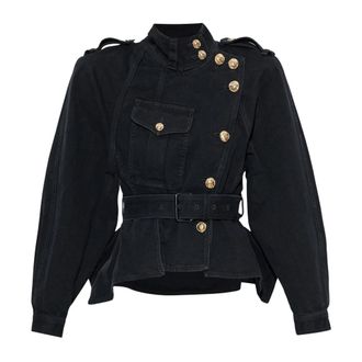 Balmain Denim Pilotenjacke - - Jackets - Damen - Schwarzk - XS