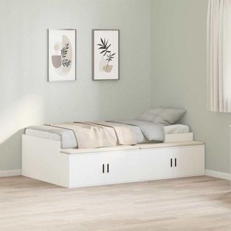 vidaXL Bett mit Stauraum mit Speicher Wei&szlig; 90 x 200 cm Holzwerkstoff Vidaxl