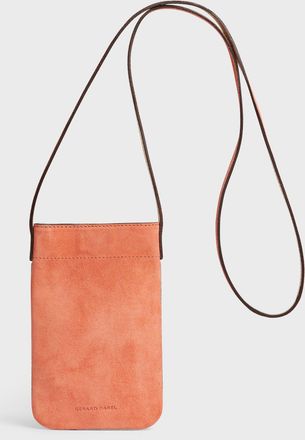 Gerard Darel Porte t&eacute;l&eacute;phone en cuir velours int&eacute;rieur m&eacute;tallis&eacute; - LADYPHONE - Blush