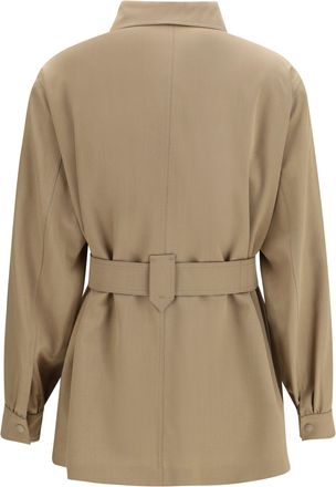 Max Mara Virgin Wool Belted Shirt Jacket - Beige