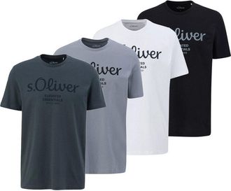 s.Oliver T-Shirt Herren T-Shirt 4er Pack Baumwolle Logo T-Shirt (Packung, 4er Pack)