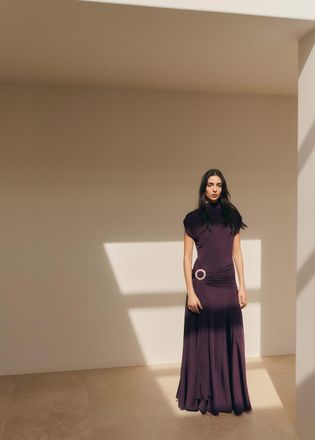 Mango Robe longue d&eacute;tail m&eacute;tallique violet - Femme - XS - MANGO