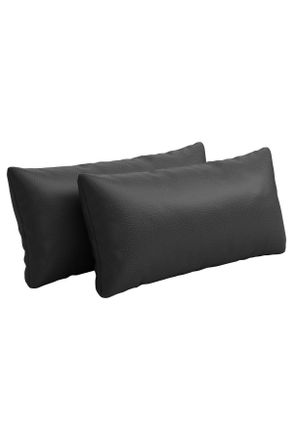 Sit&more Nierenkissen, Schwarz, Leder, Echtleder, Nappaleder, Uni, F&uuml;llung: Polyester, 65x25 cm, Goldenes M, Made in Europe, DGM-Klimapakt, Wohntextilien, Kiss