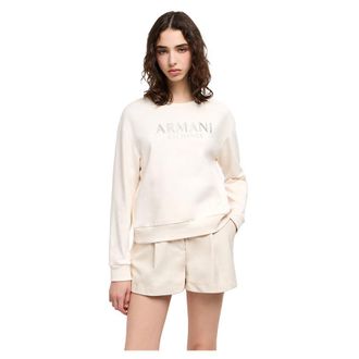 A|X Armani Exchange Womens Arte Sella, sustainable, shiny logo lettering, Sweatshirt, White, XS