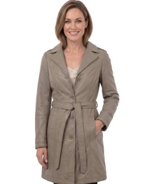 Jilani Lederjacke Azra Jilani - Damen Ledermantel Lammnappa dark sand