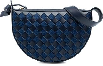 Bottega Veneta Hobo Bags - Mini Leather and Denim Intrecciato Sunrise Hobo - Gr. unisize - in Blau - f&uuml;r Damen