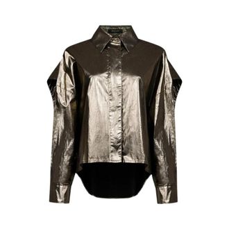 Mes Demoiselles... Goldbeschichtetes Baumwoll-Blousonhemd - - Shirts - Damen - Gr&uuml;n - M