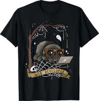 The Ghoulish Garb Webentwickler Lustige Gruselige S&uuml;&szlig;e Spinne Halloween-Computer T-Shirt